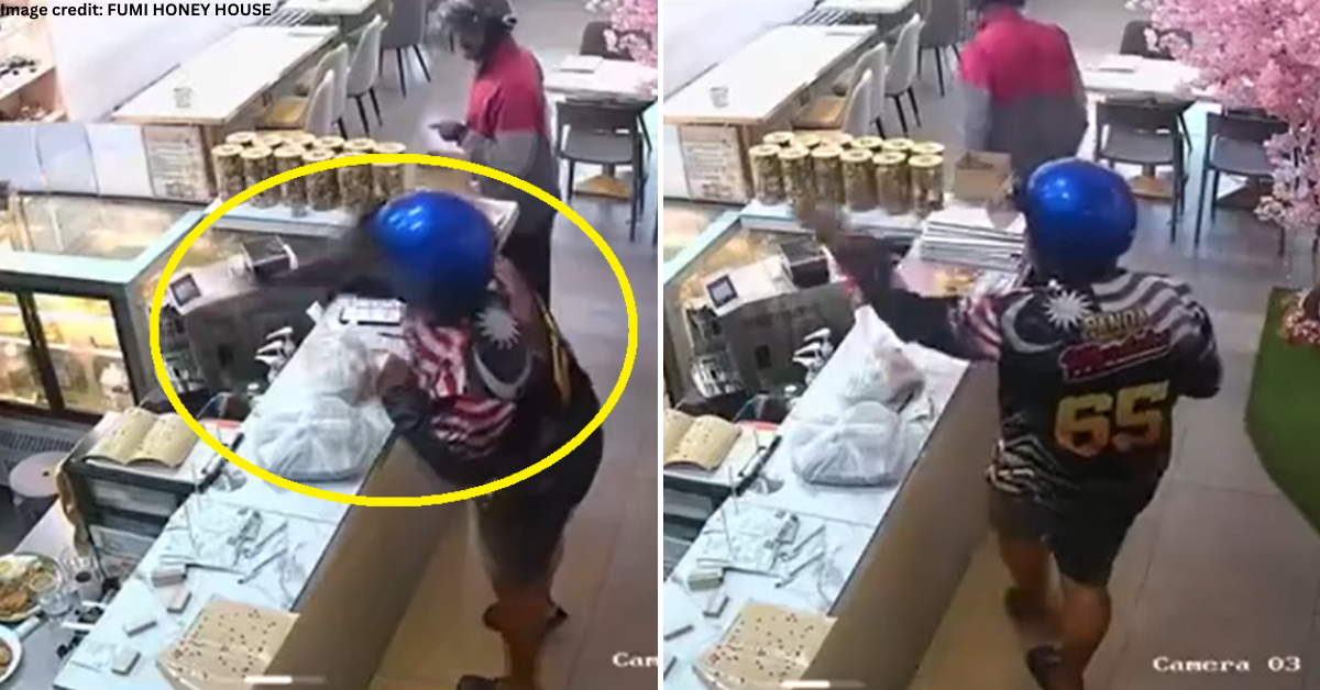 Angry food delivery rider throws drink at Penang restaurant worker ...